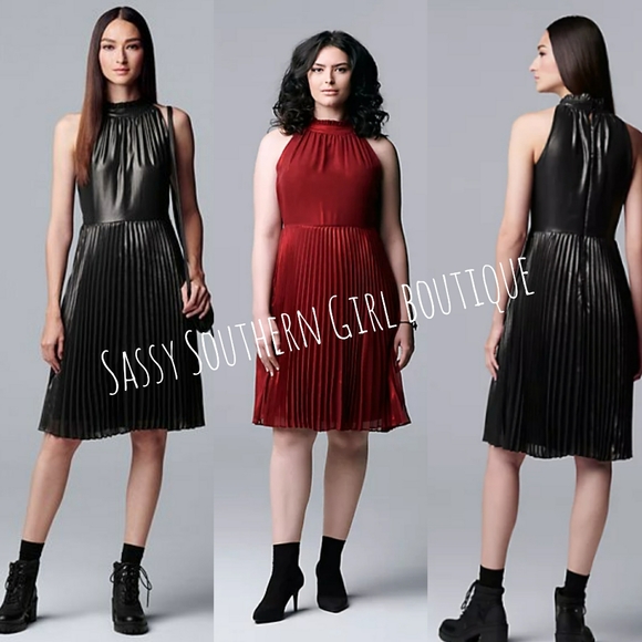 Vera Wang | Dresses | Wine Red Shimmer Accordion Pleated Dress | Poshmark